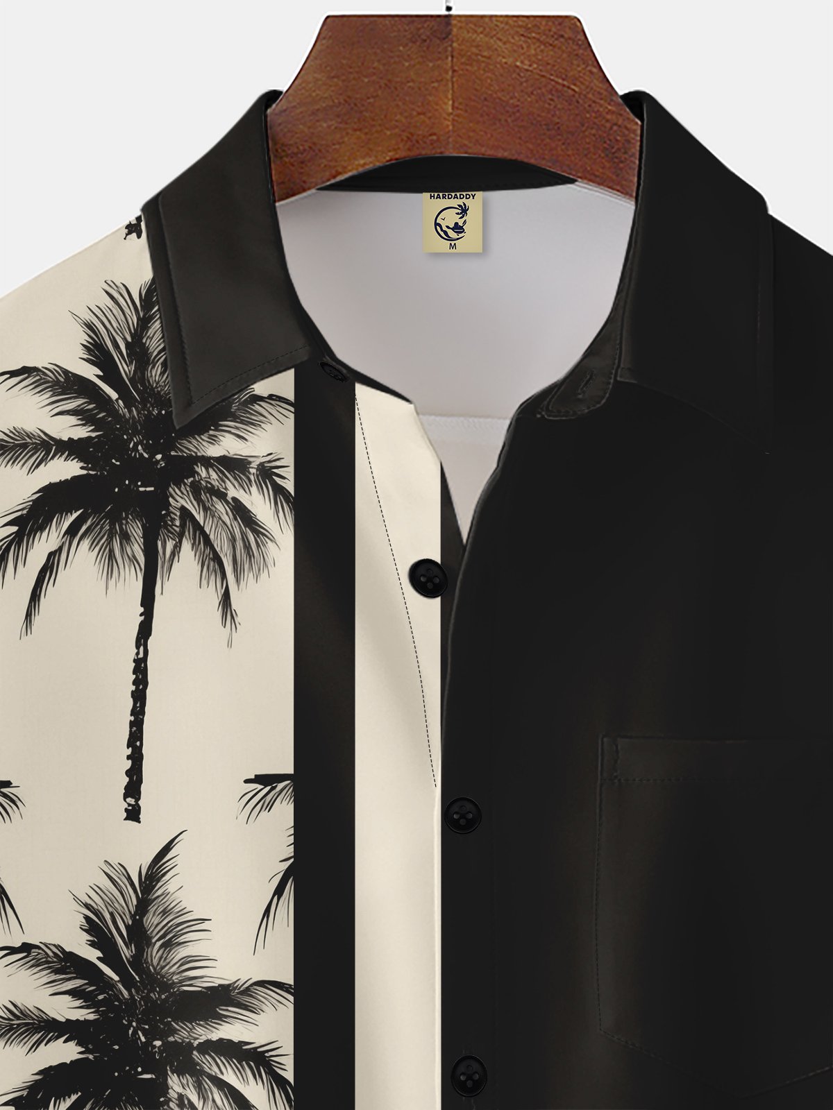 Moisture-wicking Breathable Palm Tree Chest Pocket Bowling Shirt | hardaddy
