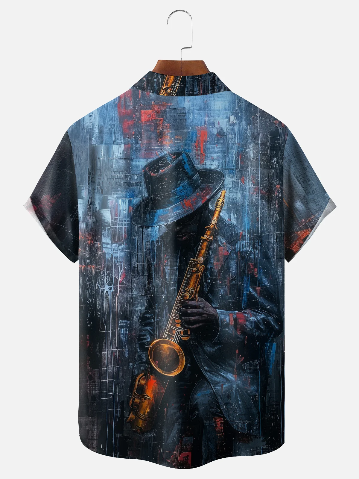 Moisture-wicking Music Art Saxophone Festival Chest Pocket Casual Shirt ...