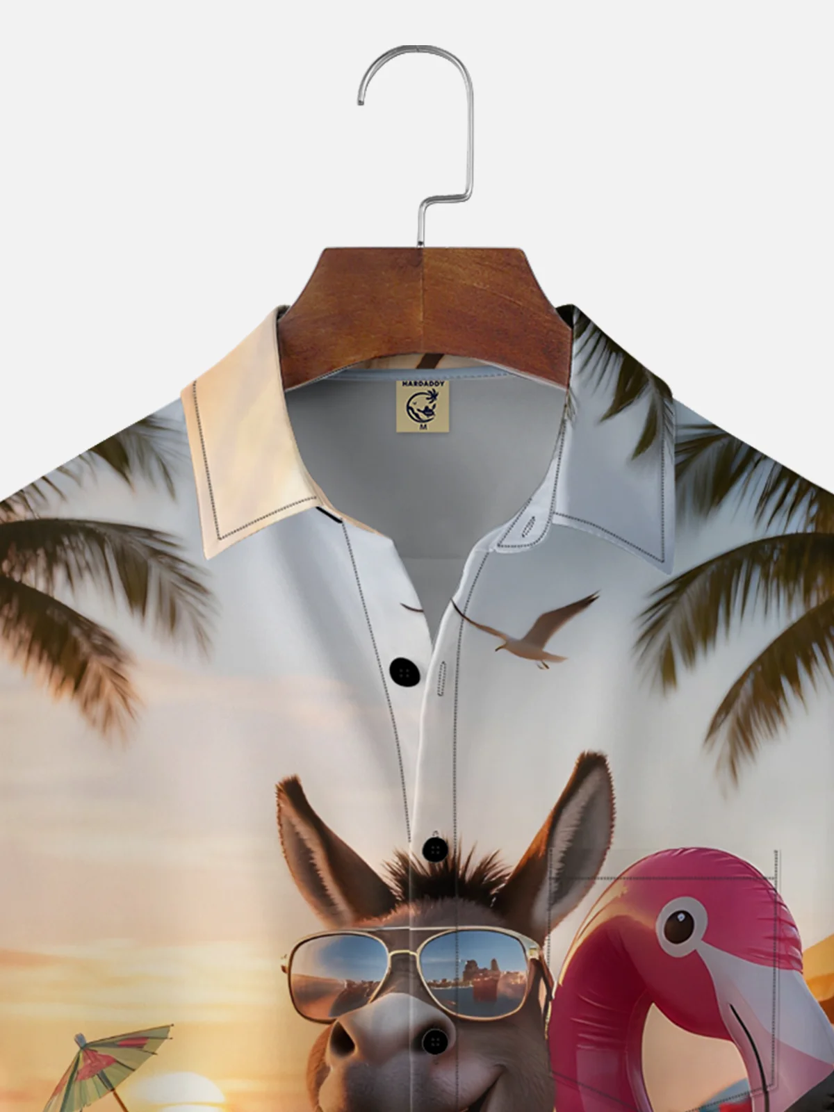 Moisture-wicking Donkey Flamingo Coconut Tree Beach Chest Pocket ...