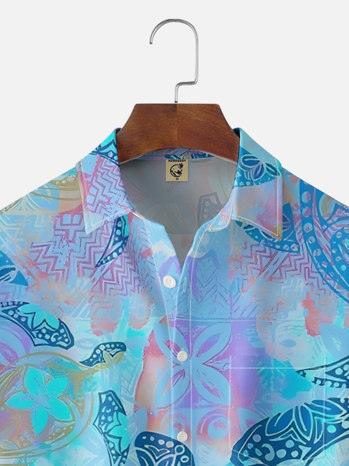 Moisture-wicking Fun Turtle Art Print Chest Pocket Hawaiian Shirt ...