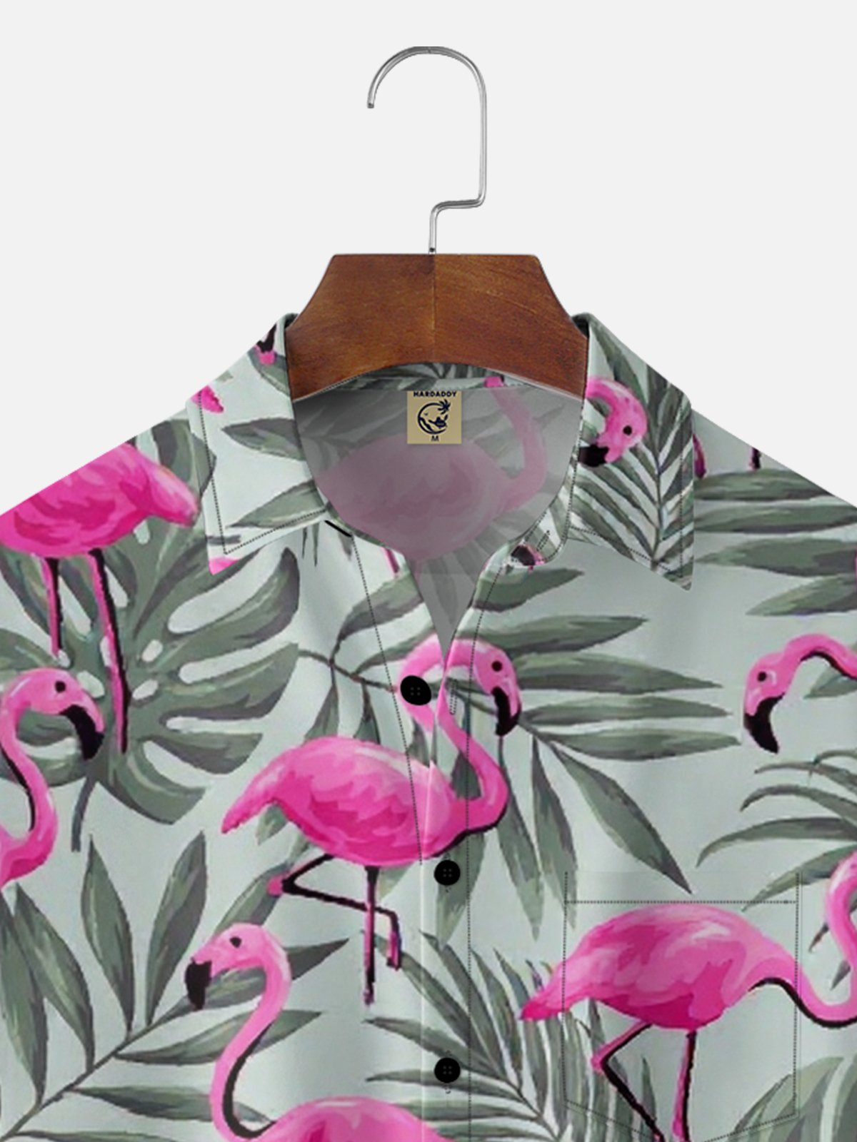 Moisture-wicking Palm Tree Flamingo Chest Pocket Hawaiian Shirt | hardaddy