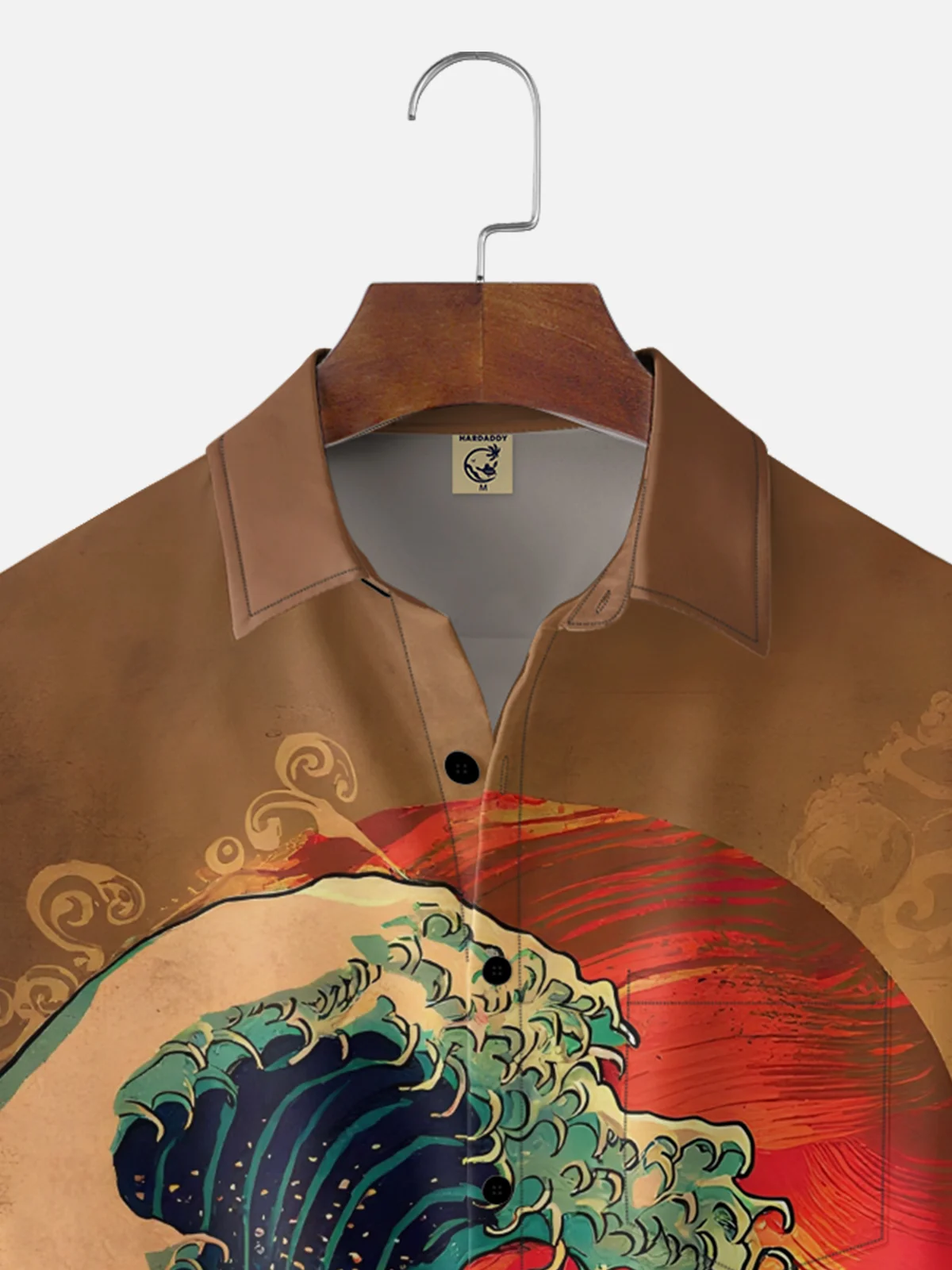Moisture-wicking Ukiyo-e Wave Sun Chest Pocket Casual Shirt | hardaddy