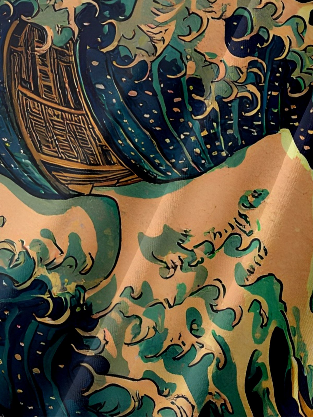 Moisture-wicking Ukiyo-e Wave Sun Chest Pocket Casual Shirt | hardaddy