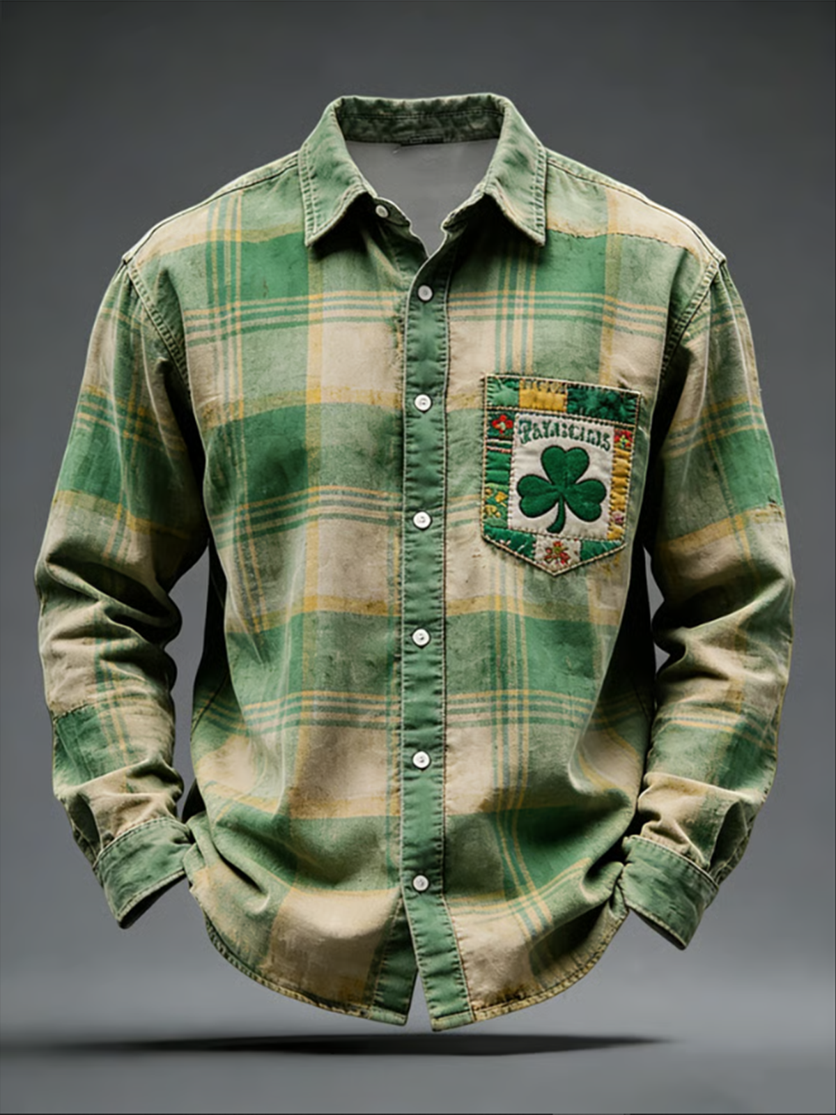 Moisture Wicking St. Patrick's Day Retro Plaid Chest Pocket Holiday ...