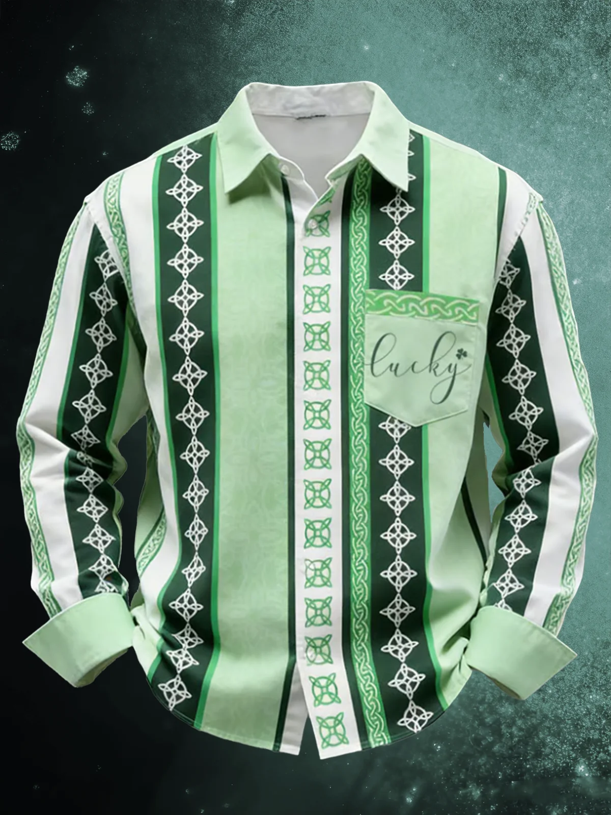 Linen Textured St. Patrick's Day Retro Striped Chest Pocket Holiday ...