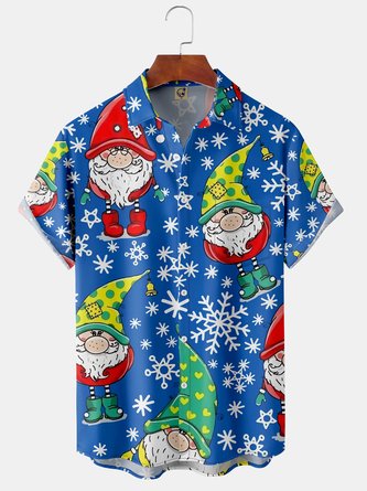 Snowflake Christmas Chest Pocket Short Sleeve Shirt Christmas ...