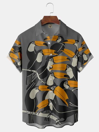 Toucan Chest Pocket Short Sleeve Hawaiian Shirt | hardaddy