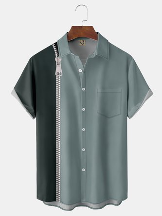 Zipper Chest Pocket Short Sleeve Shirt | hardaddy