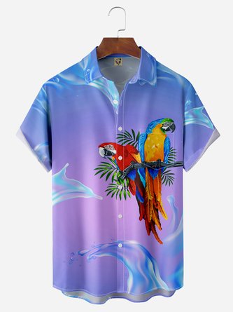 Parrot Chest Pocket Short Sleeves Casual Shirts | hardaddy
