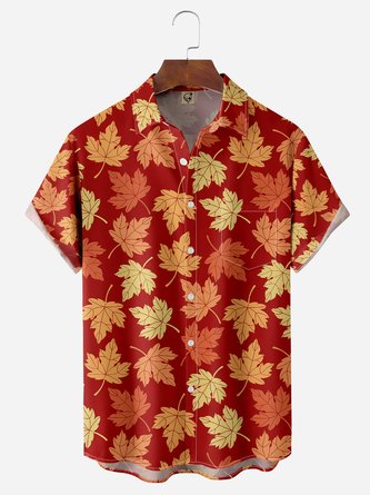 Canada Maple Leaf Chest Pocket Short Sleeves Casual Shirts | hardaddy