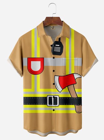 Fireman Chest Pocket Short Sleeve Casual Shirt | hardaddy
