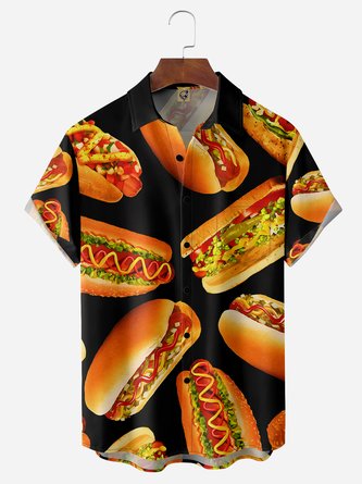 Hot Dog Chest Pocket Short Sleeve Casual Shirt | hardaddy