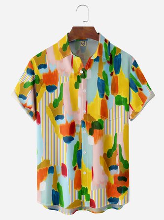Abstract Chest Pocket Short Sleeve Casual Shirt | hardaddy