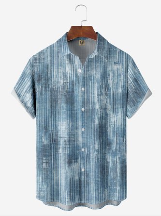 Gradient Texture Chest Pocket Short Sleeve Casual Shirt | hardaddy