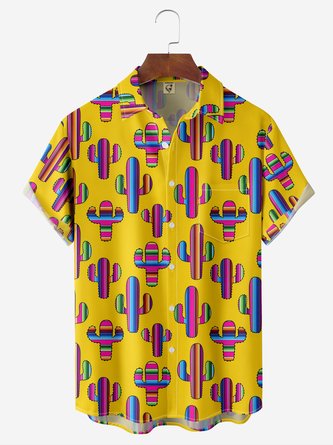 Cactus Chest Pocket Short Sleeve Casual Shirt | hardaddy