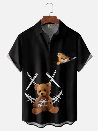 Breathable Lovely Bear Chest Pocket Resort Shirt | hardaddy