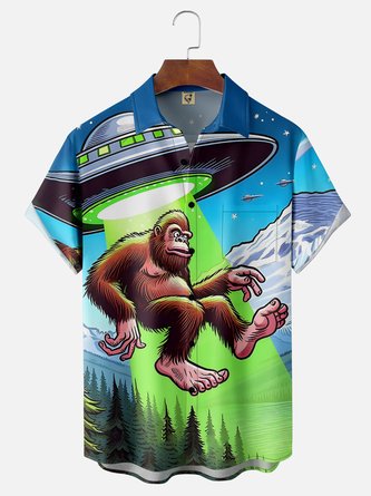 Hardaddy Moisture-wicking UFO Gorilla Chest Pocket Hawaiian Shirt ...