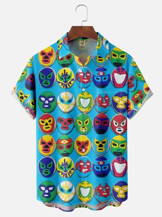 Moisture-wicking Mask Chest Pocket Hawaiian Shirt | hardaddy