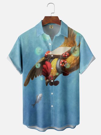 Moisture-wicking Flying Chicken Hawaiian Shirt | hardaddy