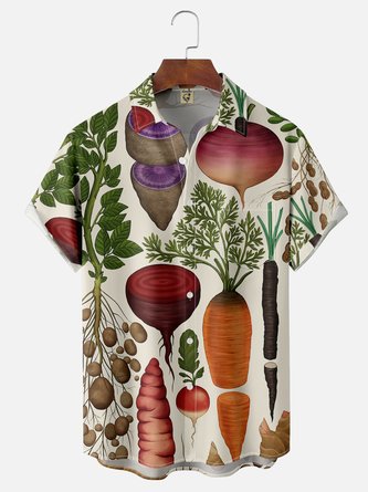 Moisture-wicking Onion Radish Sweet Potato Chest Pocket Casual Shirt ...