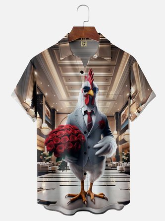 Moisture-wicking Gentleman Chicken Chest Pocket Casual Shirt | hardaddy