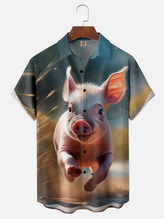 Moisture-wicking Pig Chest Pocket Casual Shirt | hardaddy