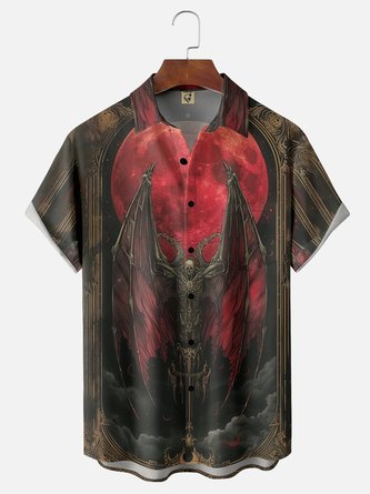Moisture-wicking Halloween Vintage Demon Art Illustration Chest Pocket ...