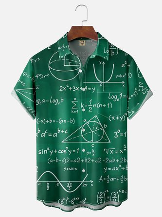 Moisture-wicking Back to School Letter Math Chest Pocket Casual Shirt ...