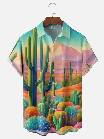Moisture-wicking Cactus Chest Pocket Hawaiian Shirt | hardaddy