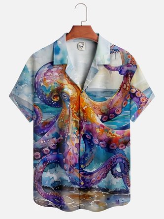 Moisture-wicking Ocean Octopus Art Hawaiian Shirt | hardaddy