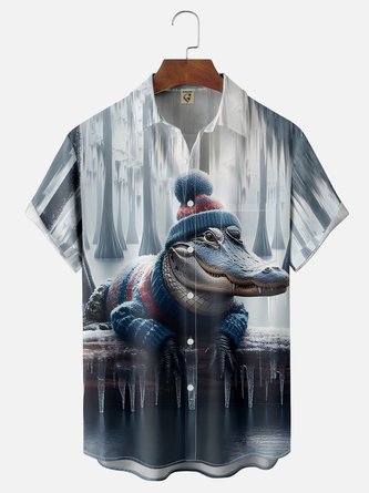 Moisture-wicking Alligator For The Winter Chest Pocket Hawaiian Shirt ...