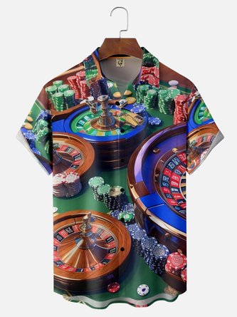Moisture-wicking Casino Roulette Chest Pocket Casual Shirt | hardaddy