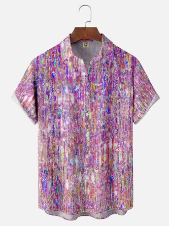 Moisture-wicking Shiny Print Chest Pocket Funky Shirt | hardaddy