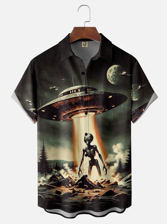 Moisture-wicking New Jersey UFO Alien Spaceship Chest Pocket Hawaiian ...