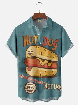 Moisture-wicking Hot Dog Chest Pocket Casual Shirt | hardaddy