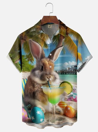 Moisture-wicking Happy Easter Bunny Beach Cocktail Chest Pocket ...