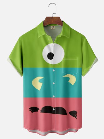 Moisture-wicking Cartoon Characters Chest Pocket Casual Shirt | hardaddy