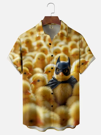 Moisture-wicking Chicken Bat Funny Chest Pocket Casual Shirt | hardaddy