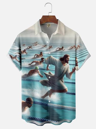 Moisture-wicking Avant-garde art Religious Jesus Swimming Competition ...