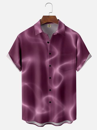 Moisture-wicking Gradient Color Ripple Chest Pocket Casual Shirt | hardaddy