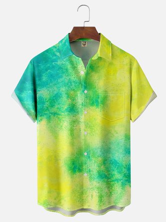 Moisture-wicking Gradient Color Chest Pocket Casual Shirt | hardaddy