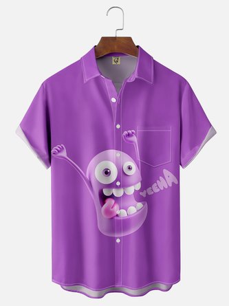 Moisture-wicking Cartoon Characters Chest Pocket Casual Shirt | hardaddy