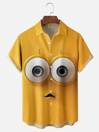 Moisture-wicking Cartoon Characters Chest Pocket Casual Shirt | hardaddy