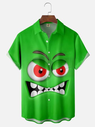 Moisture-wicking Cartoon Characters Chest Pocket Casual Shirt | hardaddy