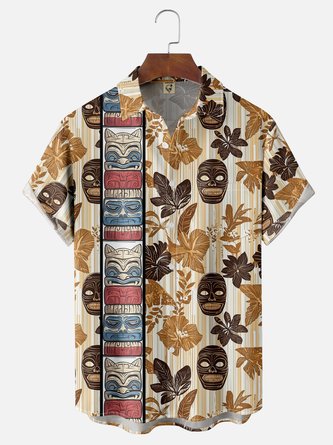 Moisture-wicking Tiki Chest Pocket Hawaiian Shirt | hardaddy