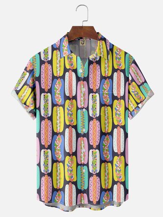 Moisture Wicking Hot Dog Chest Pocket Hawaiian Shirt | hardaddy