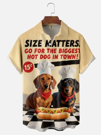 Moisture-wicking Dachshund Hot Dog Chest Pocket Casual Shirt | hardaddy
