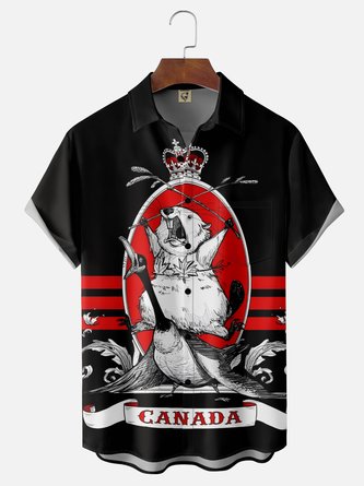 Moisture wicking Riding Canada Goose Beaver Chest Pocket Hawaiian Shirt ...