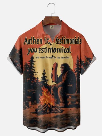 Moisture Wicking Bigfoot Hot Dog Sausage Chest Pocket Hawaiian Shirt ...