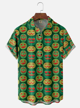 Moisture-wicking Fun Watermelon Halloween Chest Pocket Hawaiian Shirt ...